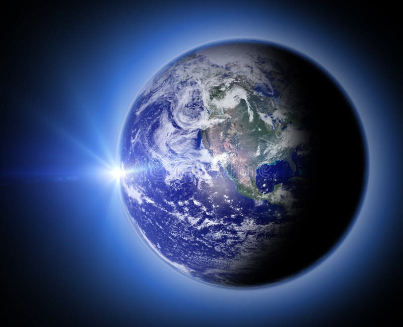 Space Scene with Planet and Sun Stock Illustration - Illustration of ...