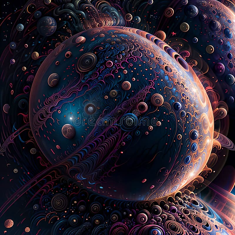 Space Scene with Planets in Foreground. Psychedelic Environment Stock ...