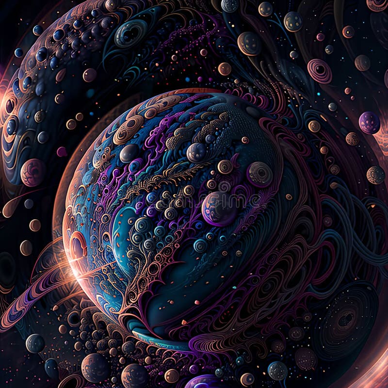 Space Scene with Planets in Foreground. Psychedelic Environment Stock ...