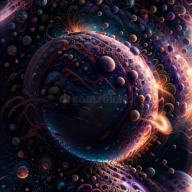 Space Scene with Planets in Foreground. Psychedelic Environment Stock ...