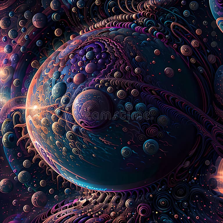 Space Scene with Planets in Foreground. Psychedelic Environment Stock ...