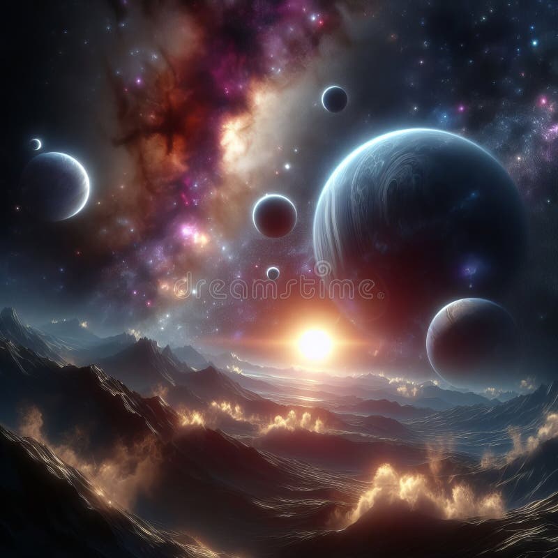 Space Scene with Planets and Galaxies, Photorealistic V Stock Image ...