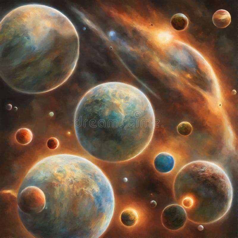 Space Scene with Planets and Stars. Generative AI Stock Illustration ...