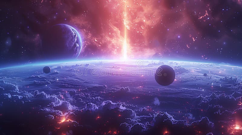 A Space Scene with Planets and Stars Stock Photo - Image of orbiting ...