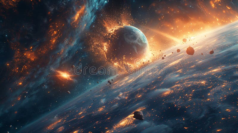 A Space Scene with Planets and Stars Stock Photo - Image of cosmic ...