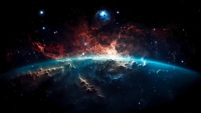 Distant Space. Infinity. Abstract Space Background with Nebula and ...