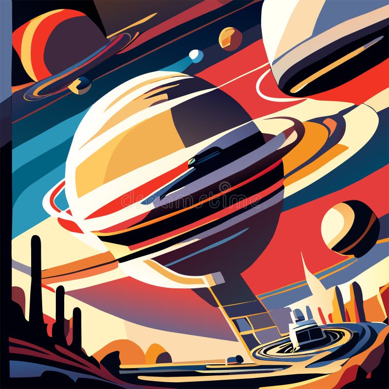 Space Scene with Planets and Stars. Vector in Flat Style. AI Generated ...