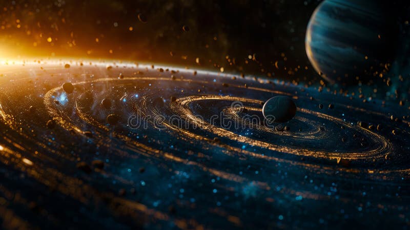 A Space Scene with Planets and Sun Stock Photo - Image of space, orbit ...