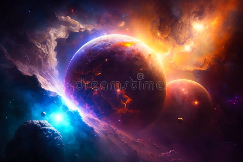 Space Scene with Two Planets in the Foreground. Generative AI Stock ...