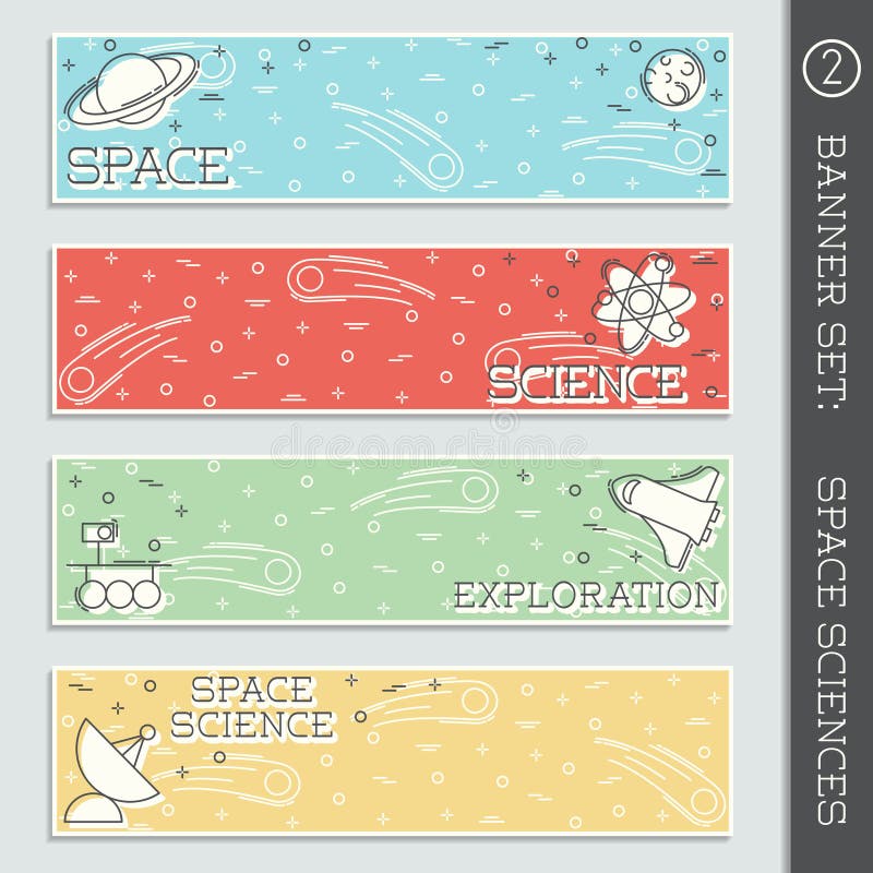 Space Science banner set stock vector. Illustration of minimalistic ...