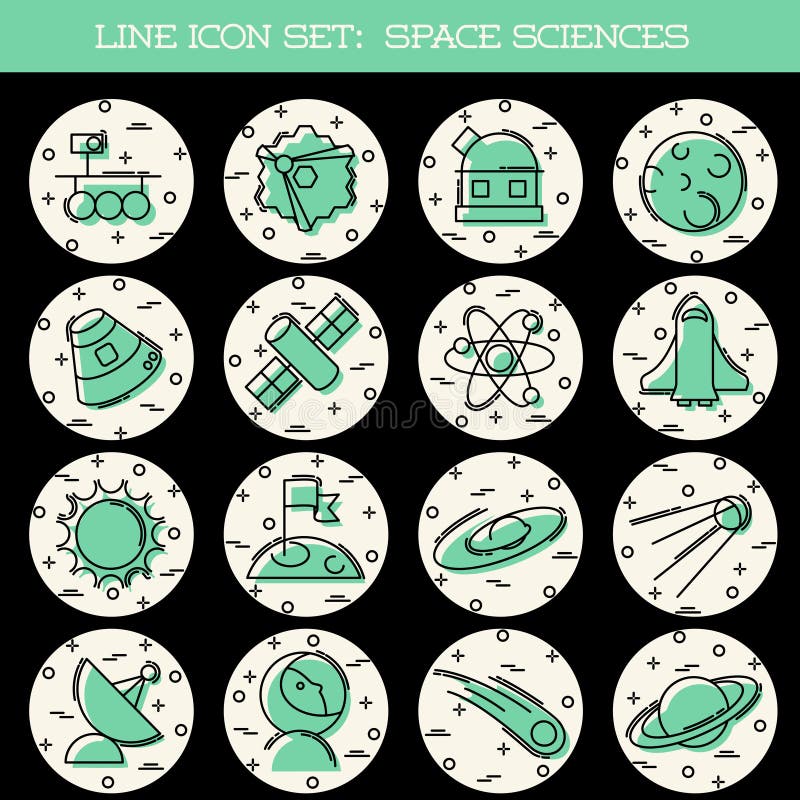 Space Science icon set stock vector. Illustration of capsules - 93369980