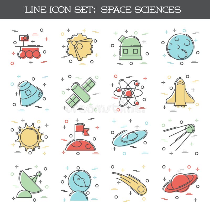 Space Science icon set stock vector. Illustration of astronomy - 93370000