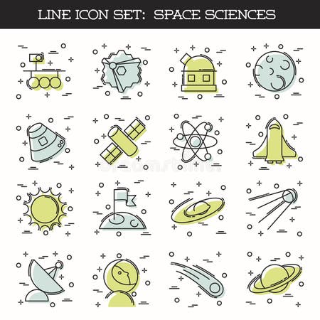 Space Science icon set stock vector. Illustration of astronomy - 94413450