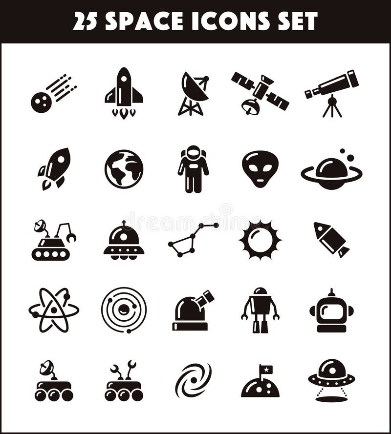 25 Space Science icons stock illustration. Illustration of planetary ...