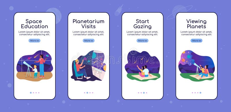 Space and Science Onboarding Mobile App Screen Flat Vector Template ...