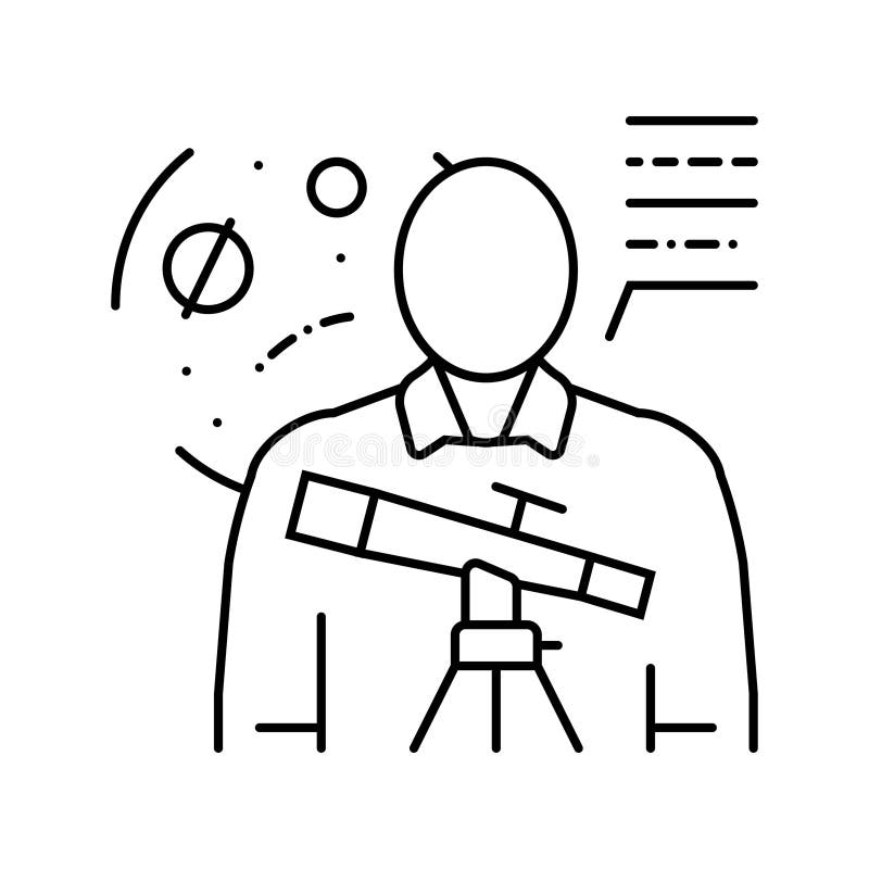 Space Scientist Worker Line Icon Vector Illustration Stock Illustration ...