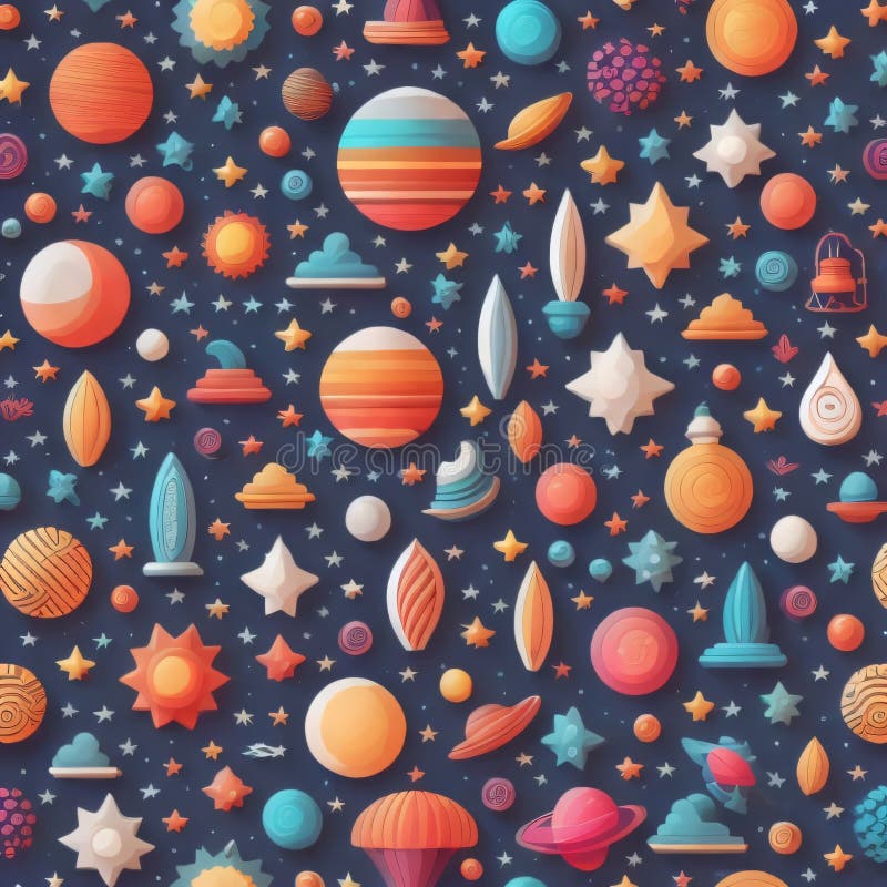 Space Seamless Pattern. Kids Space Elements Pattern Stock Illustration ...