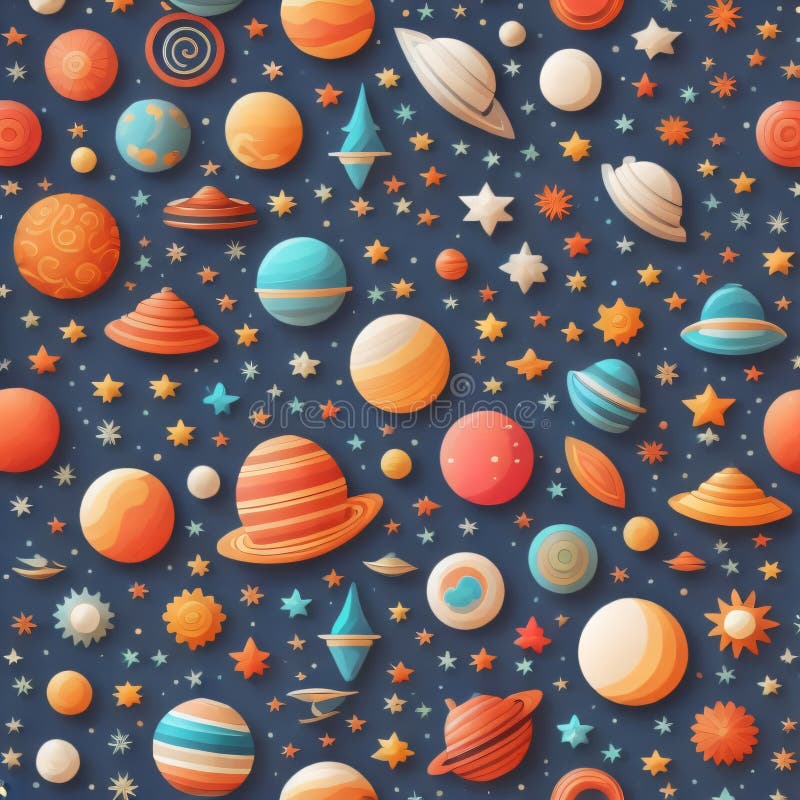 Space Seamless Pattern. Kids Space Elements Pattern Stock Illustration ...
