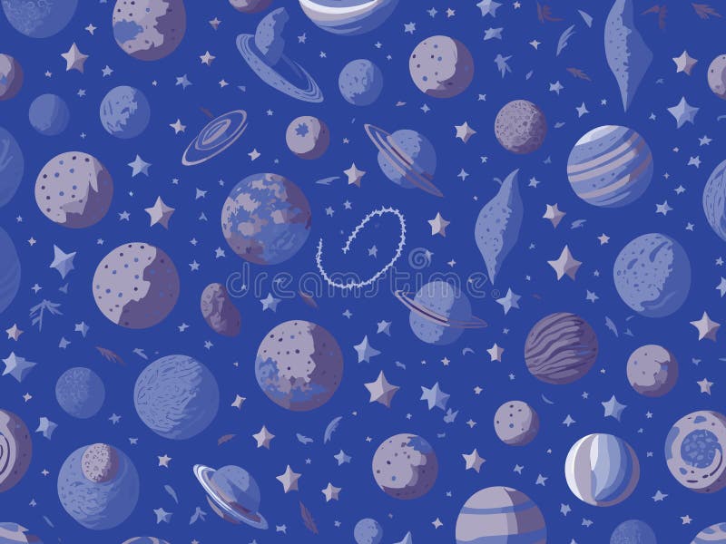 Space Seamless Pattern with Planets, Stars, Constellations and Comets ...