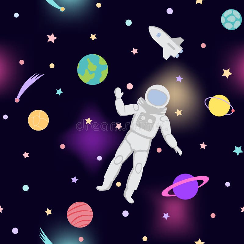 Space Seamless Pattern for Textile Prints and Repeat Background Stock ...