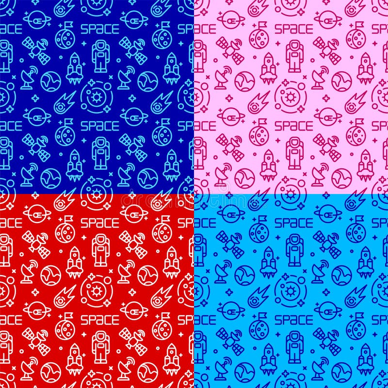 Space seamless patterns stock vector. Illustration of icon - 204784384