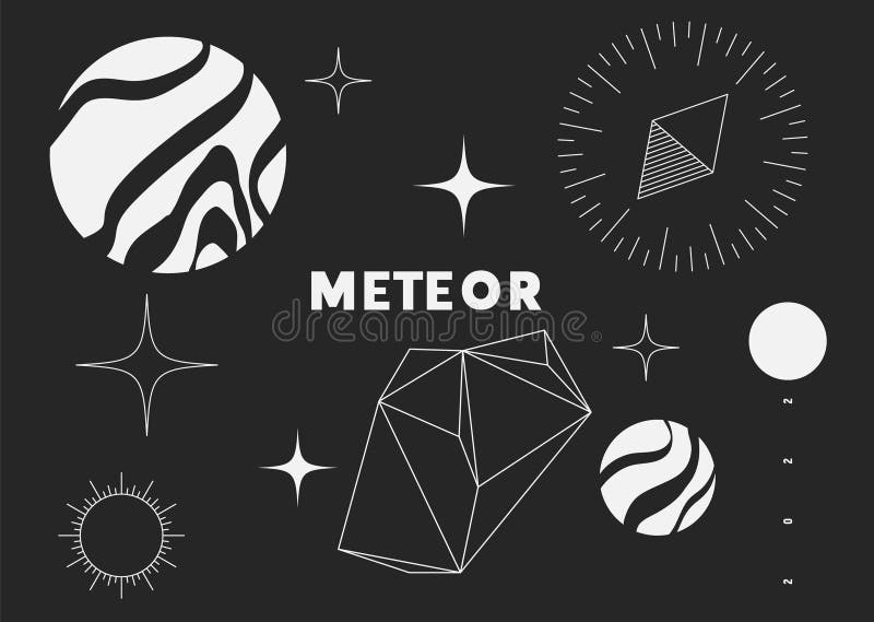 Space Set Meteor. Cosmo Art Stock Vector - Illustration of white ...