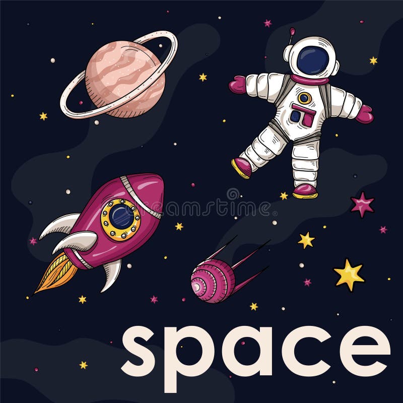 Space. Set of Space Icons and Elements. All Objects Separate. Vector ...