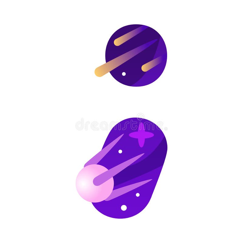 Space Shape with Planet and Asteroids Vector Set Stock Vector ...