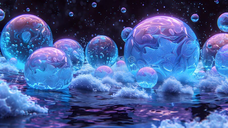 Space Shapes and Planets in Blue Purple Stock Photo - Image of shining ...