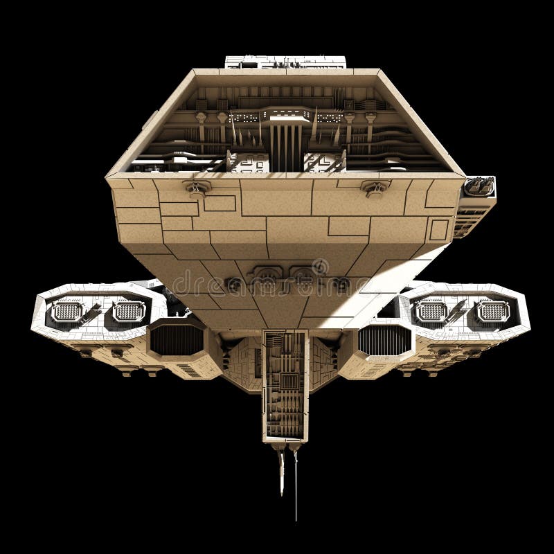 Spaceship On Black - Side View Stock Illustration - Illustration of ...