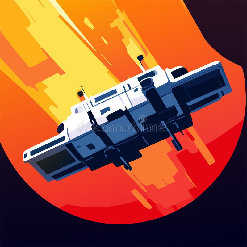 Space Ship with a Camera. Vector Illustration in a Flat Style Stock ...