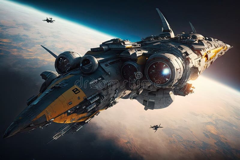 Space ship in cosmos stock illustration. Illustration of star - 275926052