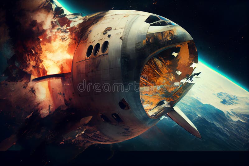 Space Ship Crash. AI Generated Stock Illustration - Illustration of ...