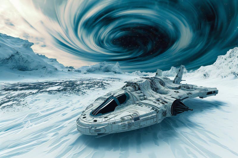 Space Ship in Deep Space, Science Fiction Art Stock Illustration ...