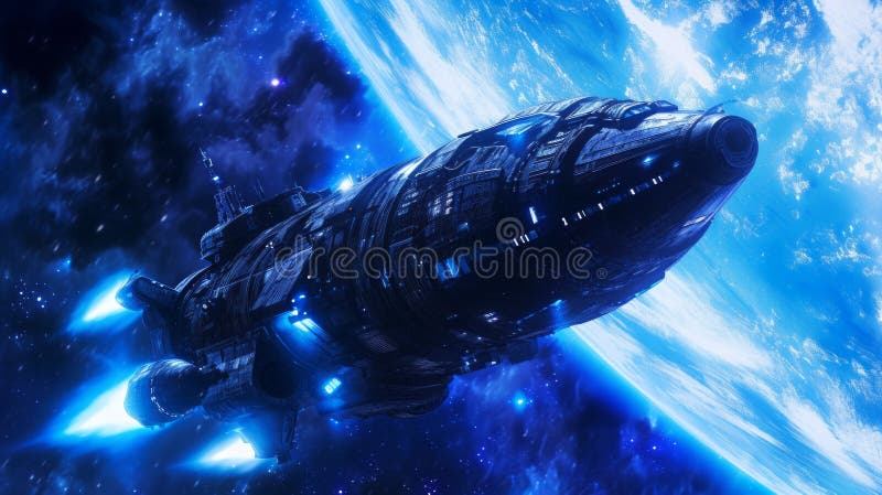 Space Ship Floating in the Middle of a Galaxy Stock Photo - Image of ...