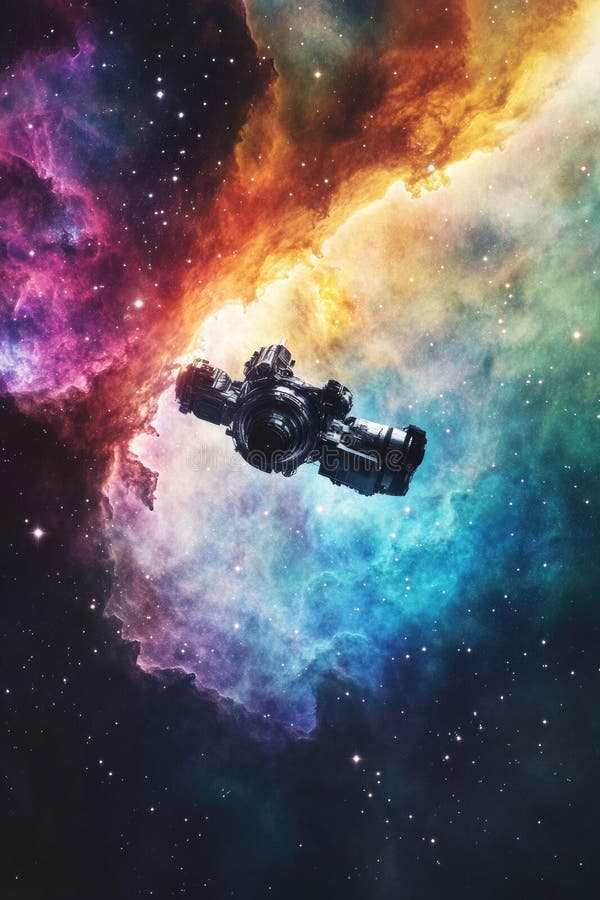 A Space Ship Floats in the Vastness of a Galaxy, Perfect for Sci-fi and ...