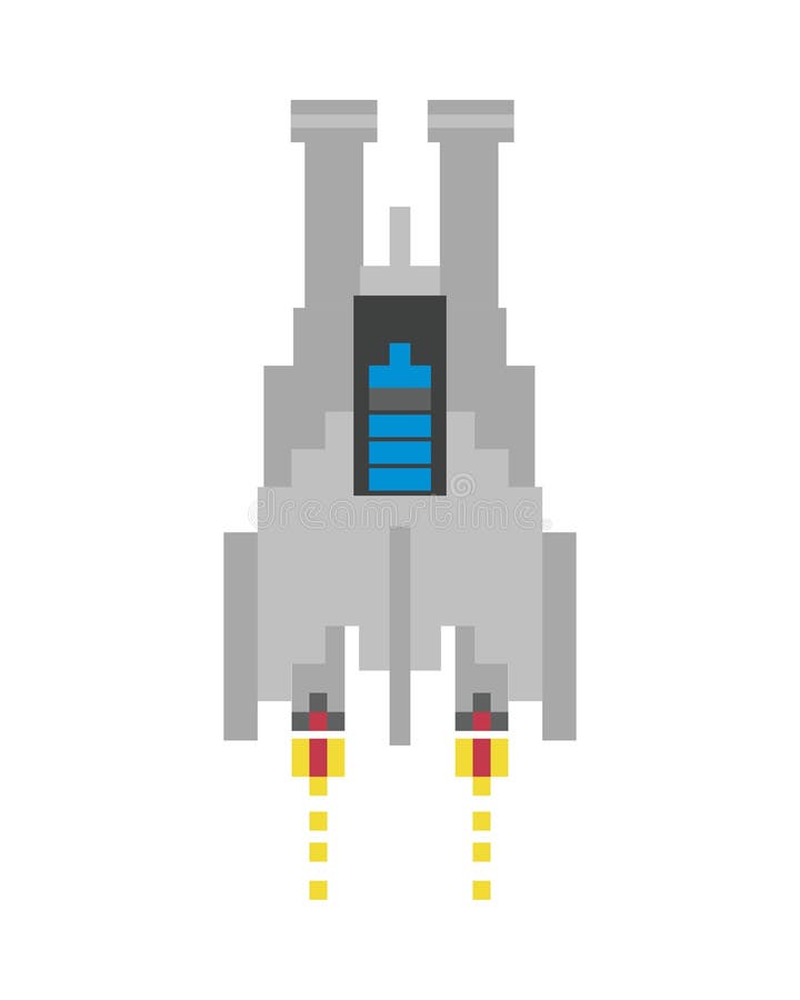 Space Ship Flying 8 Bits Pixelated Icon Stock Vector - Illustration of ...