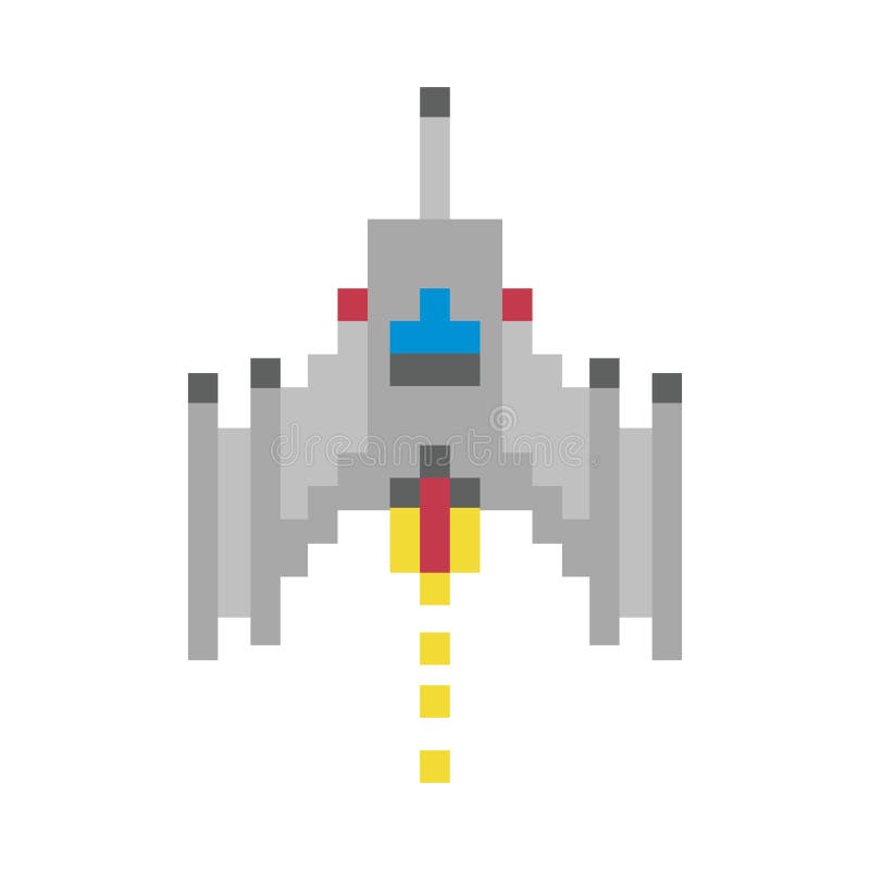 Space Ship Flying 8 Bits Pixelated Icon Stock Vector - Illustration of ...