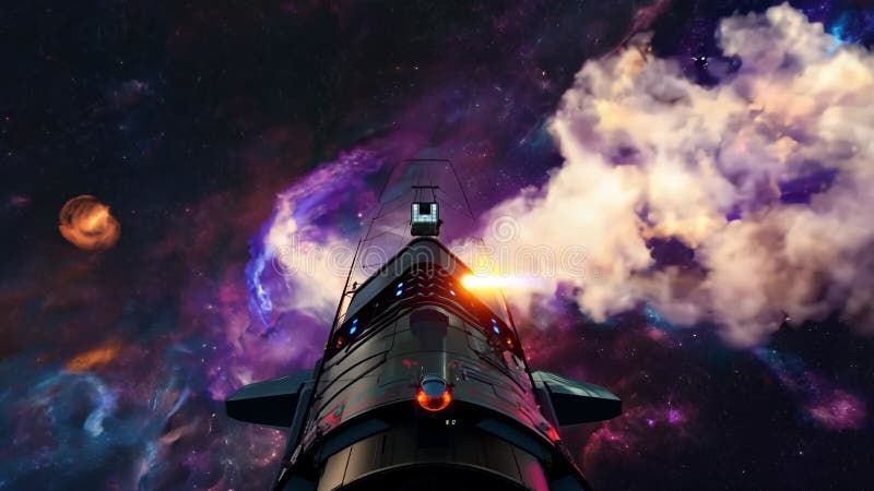 Space Ship Flying through the Galaxy, Future Technology and Sci-fi ...