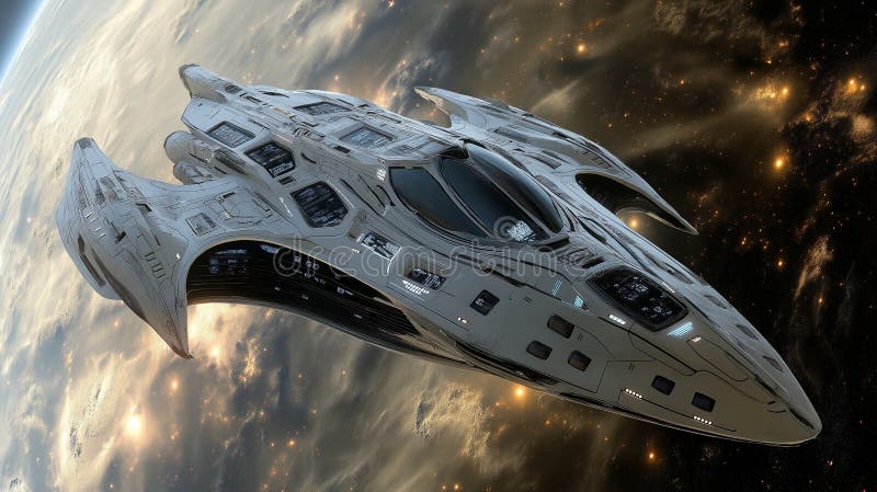 Space Ship, Futuristic Spaceship Science Fiction Style Stock Image ...