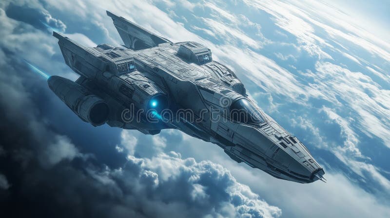Space Ship, Futuristic Spaceship Science Fiction Style Stock Photo ...
