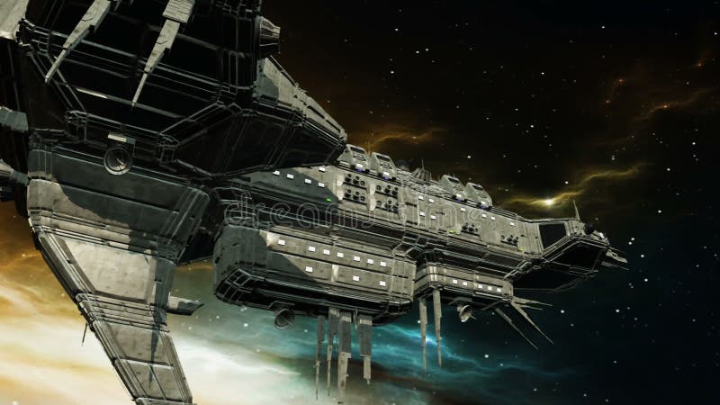 Big Space Ship in Orbit Above Planet Earth in 4k Stock Video - Video of ...