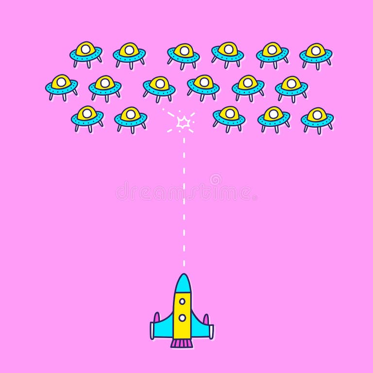 Space Ship Invaders Shooting Game. Stock Vector - Illustration of pack ...