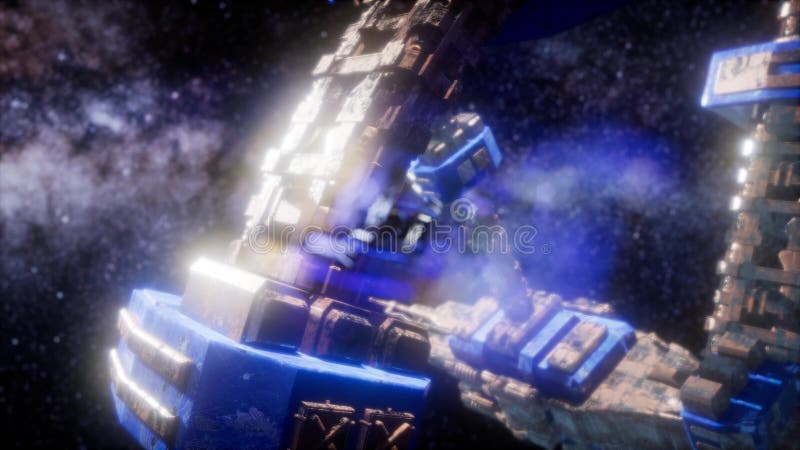 Space Ship and Milky Way Stars Stock Illustration - Illustration of ...