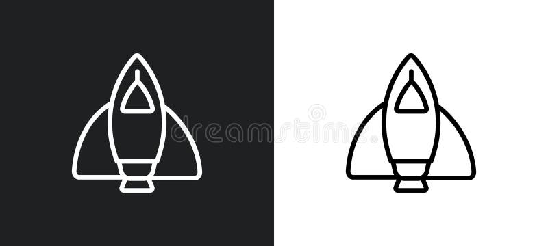 Space Ship Outline Icon in White and Black Colors. Space Ship Flat ...