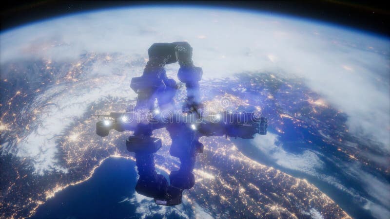 Space Ship Over the Earth Seen from Space Stock Footage - Video of ...