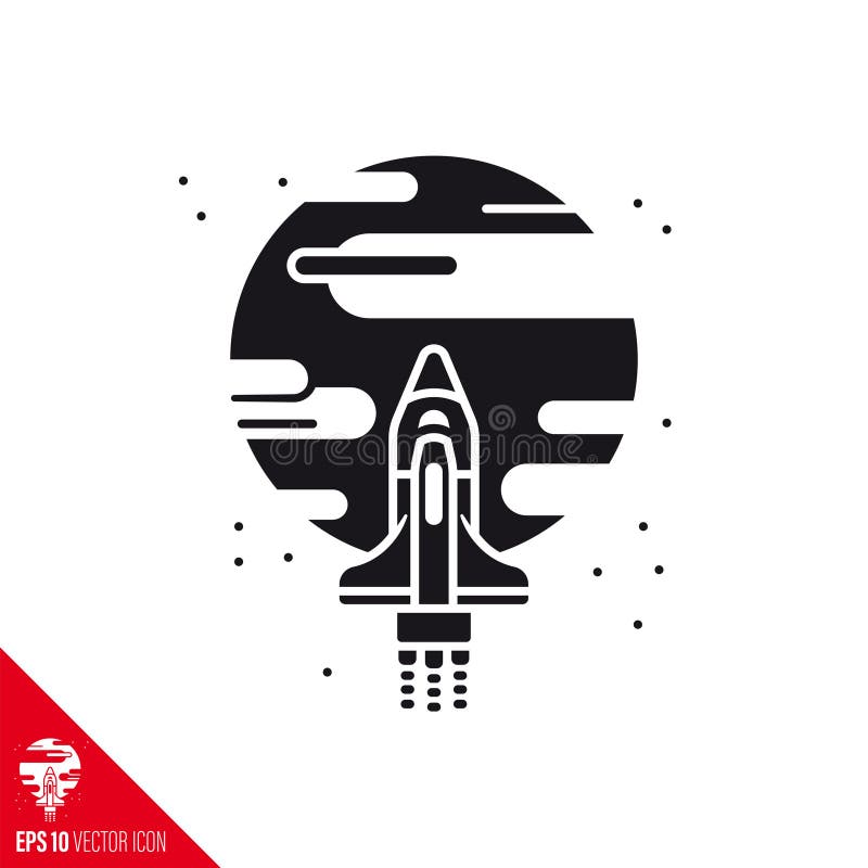 Space Ship Over Planet Mars Vector Icon Stock Vector - Illustration of ...