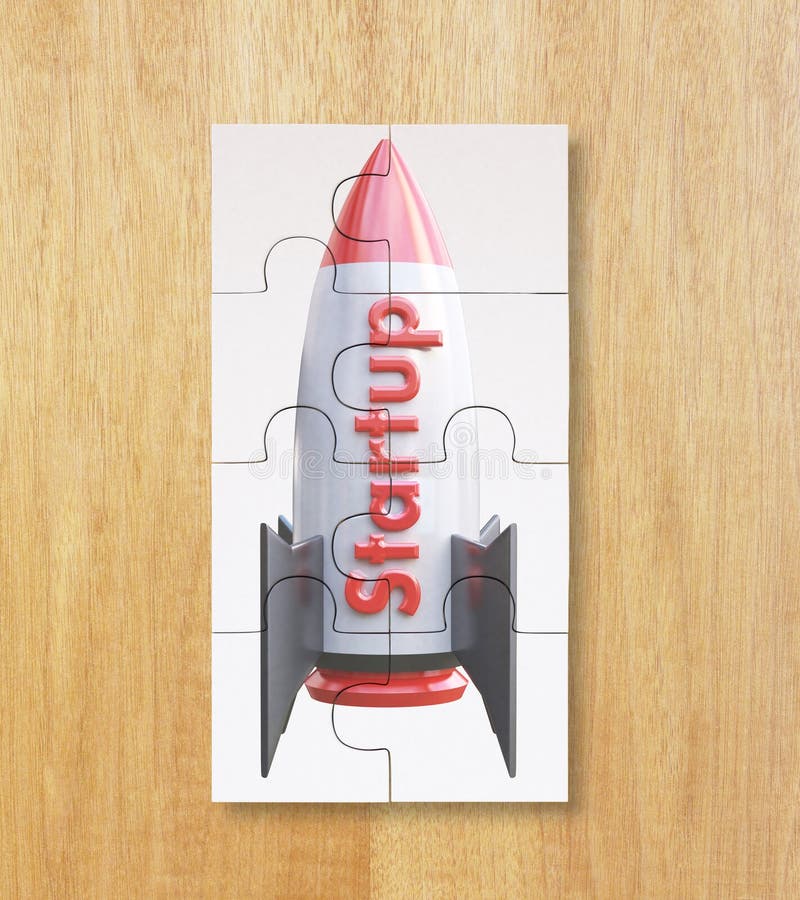 Space Ship Puzzle on Wooden Background Stock Illustration ...