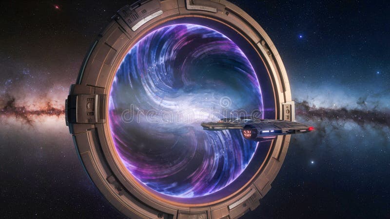 A Space Ship is Shown in a Space with a Star in the Center Stock ...