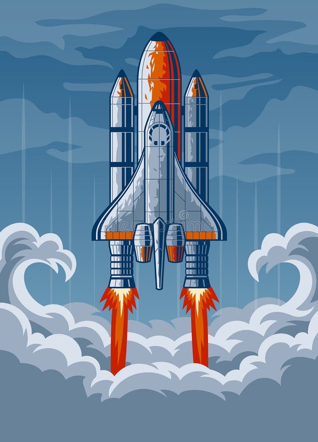 Space Ship Shuttle Launch stock vector. Illustration of science - 269409412